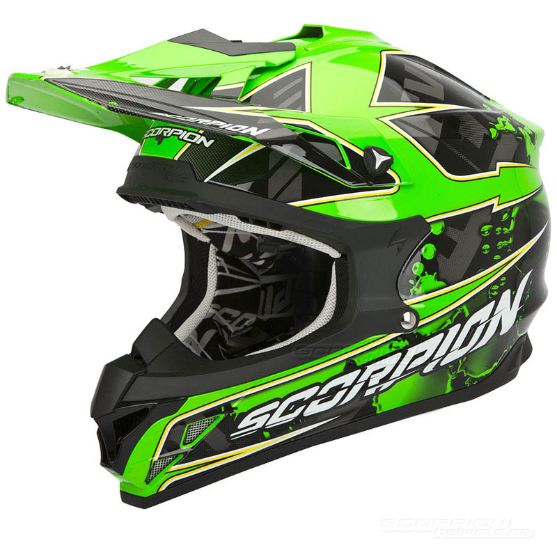 Scorpion VX-15 EVO Crosshjälm MX (Magma) Svart, Neongrön | Twostroke