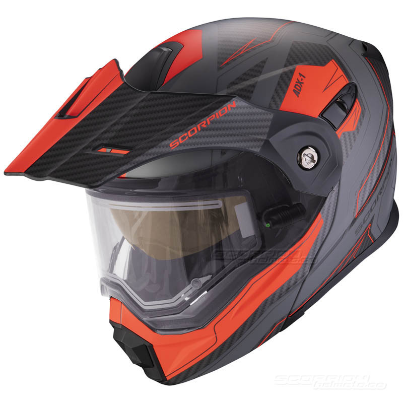 Scorpion ADX-1 Snöskoterhjälm (Tucson) Matt Cementgrå, Röd | Twostroke